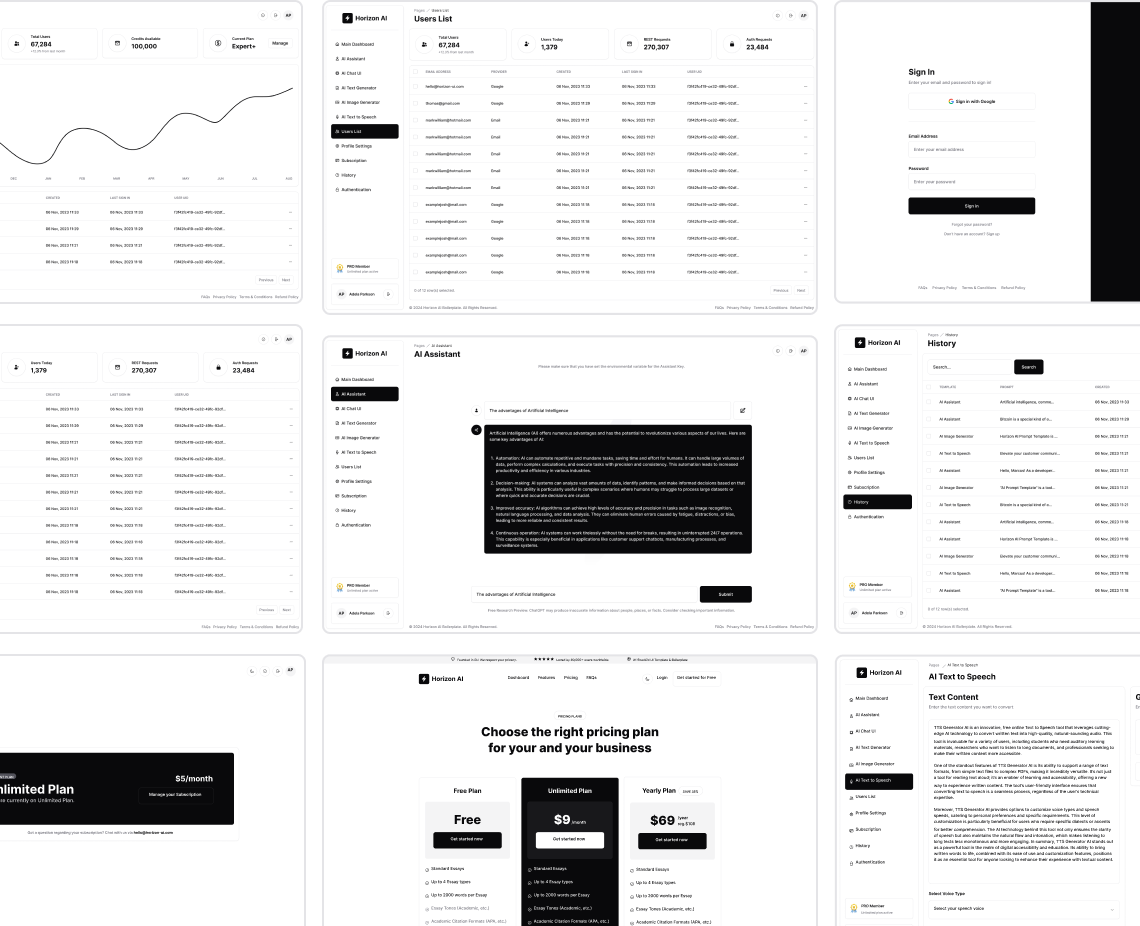 Get Horizon AI Boilerplate Explore all Pages