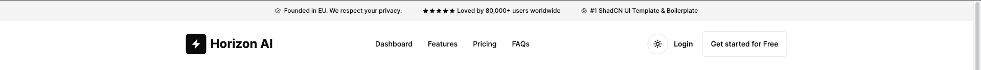 Shadcn UI Navbar Landing - Horizon UI Boilerplate Documentation